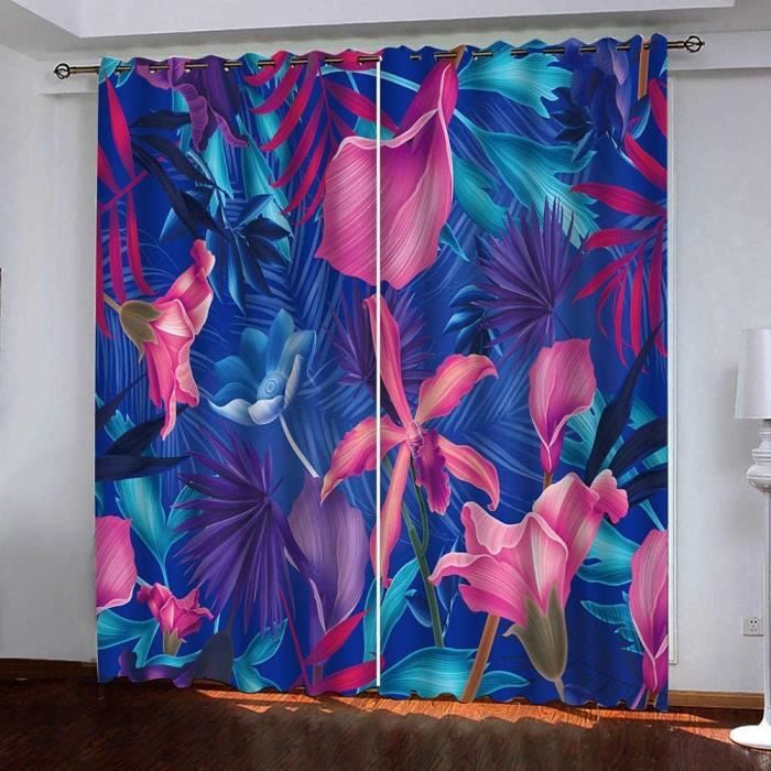 Rideau Occultant,Oeillet 3D Rideaux De Fleurs Fraîches À Isolation ...