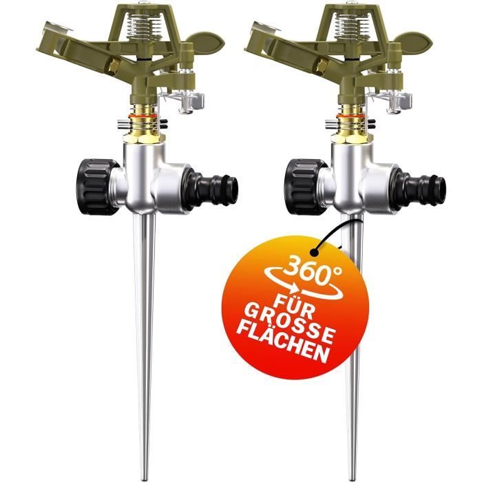 2X Arroseur Jardin Sprinkler Piquet De Terre Irrigation Jusqu'À 24M 360 ...