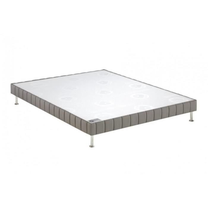 BULTEX Sommier double tapissier confort ferme tissé gris souris 160 ...