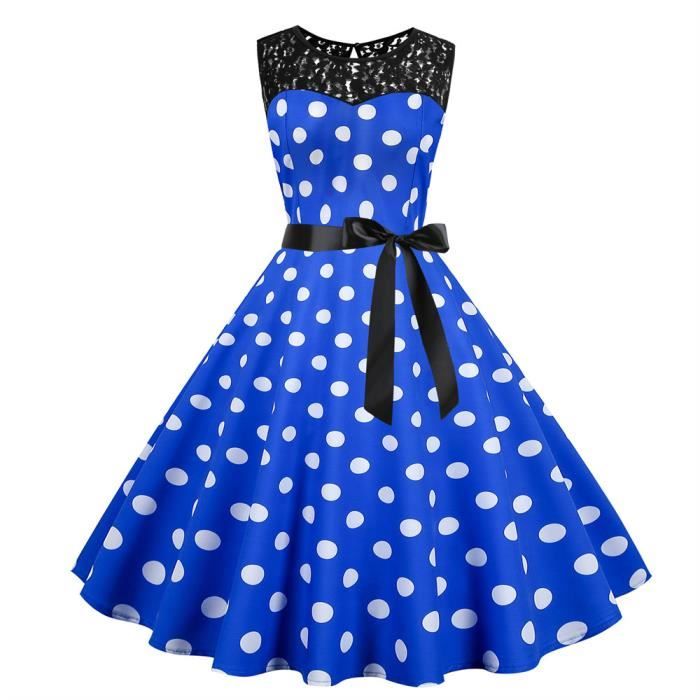Robe femme Wave point sans manches dentelle Splice mode imprime Party ...