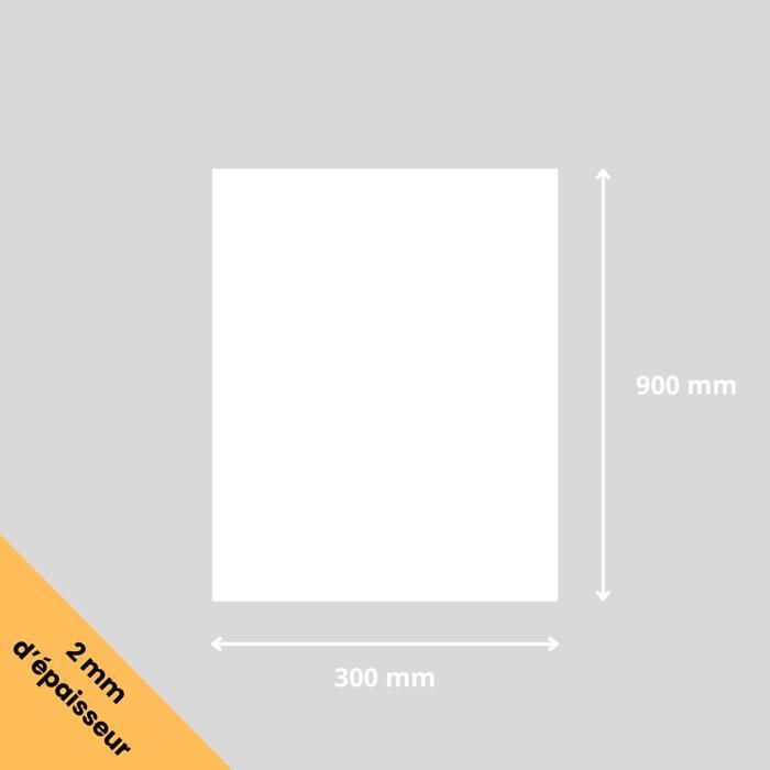 Plaque verre acrylique blanc 2 mm - 30 x 90 cm (300 x 900 mm) - Verre synthétique - Plaque PMMA ...