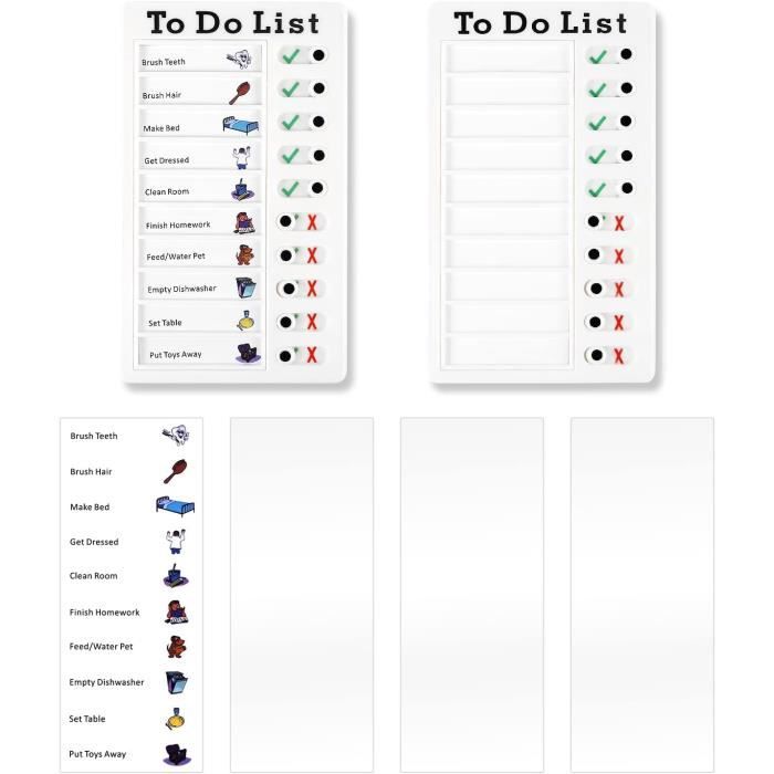 2 Pièces Tableau de Liste de Contrôle, Tableau Mémo en Plastique ...