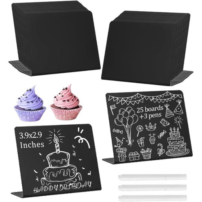 FAOKZE 25 pièces Mini Tableaux Noir,Mini Tableau 100 x 75 mm,Mini ...