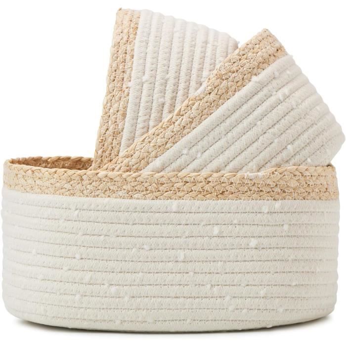 Panier De Rangement Rond En Corde De Coton Tressé, Corbeille De ...