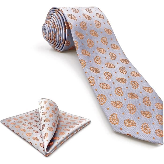 Cravate Paisley Orange Argentée pour Hommes - Shlax&Wing - Extra Longue ...