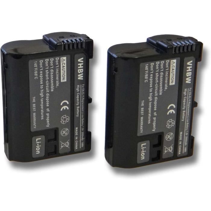 2X Batteries Compatible avec Nikon D810a, D850, Z6, Z7, Z5, Z6 II, Z7 ...