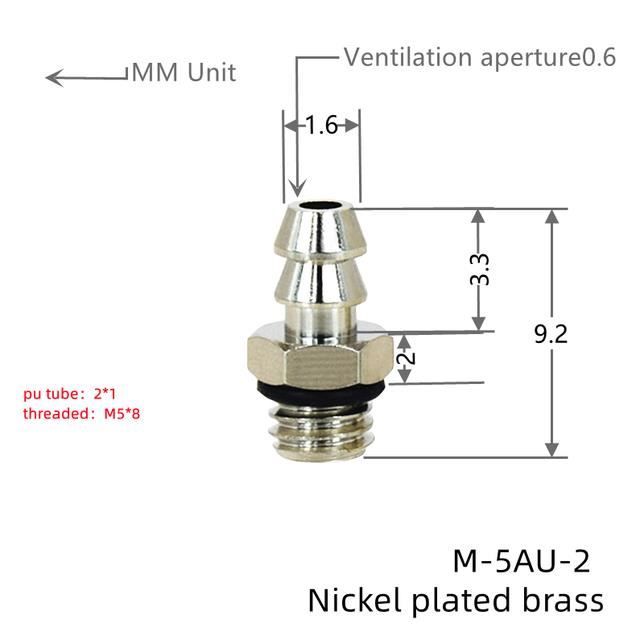Tuyau,M-5AU-2(2-M5) copper--Tuyau pneumatique de 2mm 3mm 4mm 6mm de diamètre extérieur, 10 ...