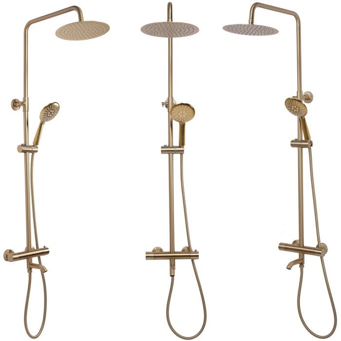 Colonne De Douche Rea Lungo Kit De Douche Or Brossé 18,5 X 26,5 X 117 ...