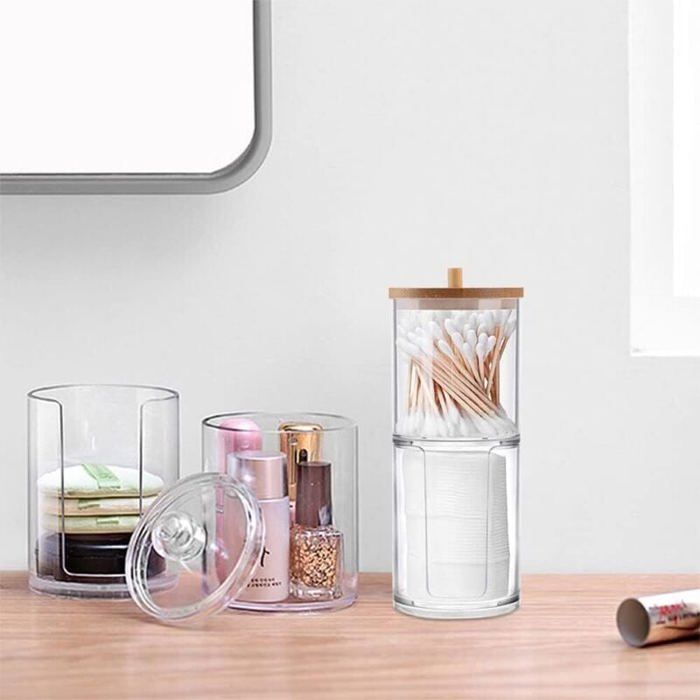Distributeur de Coton-Tige Transparent - Boîte de Rangement pour Coton ...