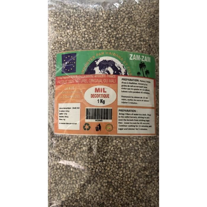 Mil décortiqué sachet de 1 kilo céréales épicerie cuisine africaine ...