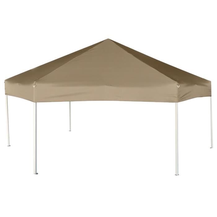 Chapiteau - GAROSA - Hexagonal - 3,6x3,1 m - Taupe - Imperméable ...