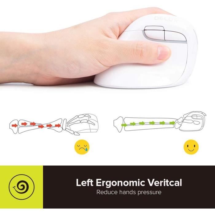 Souris Ergonomique Verticale Sans Fil Pour Gaucher, Silencieuse ...