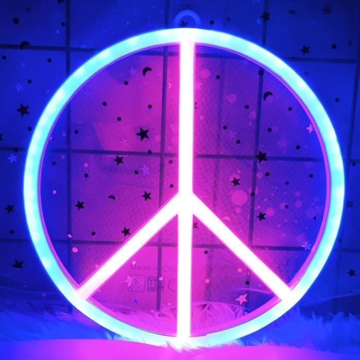 NEON,Peace-Blue Pink--Lampe néon LED en forme de symbole de paix ...