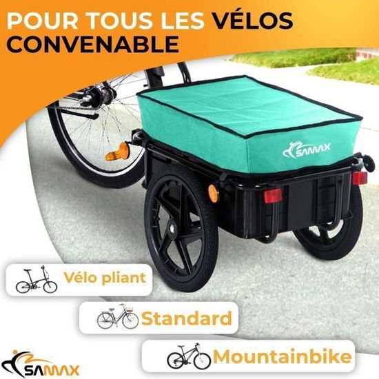 Remorque de Vélo SAMAX - Chariot de Transport Haute Traction avec Bâche ...