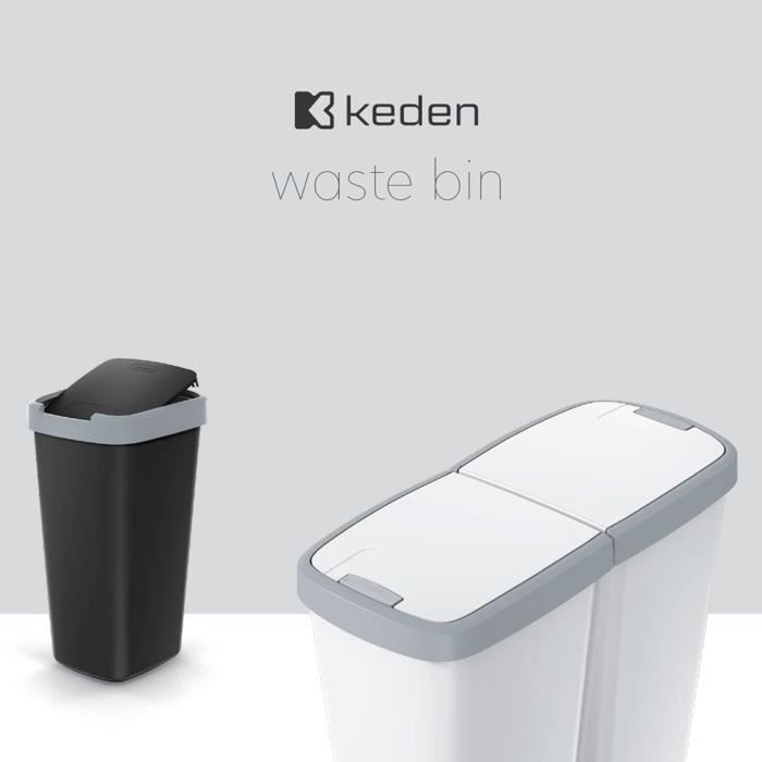 Keden Poubelle Avec 2 Couvercles Indépendants 45L Compacta Q Duo ...