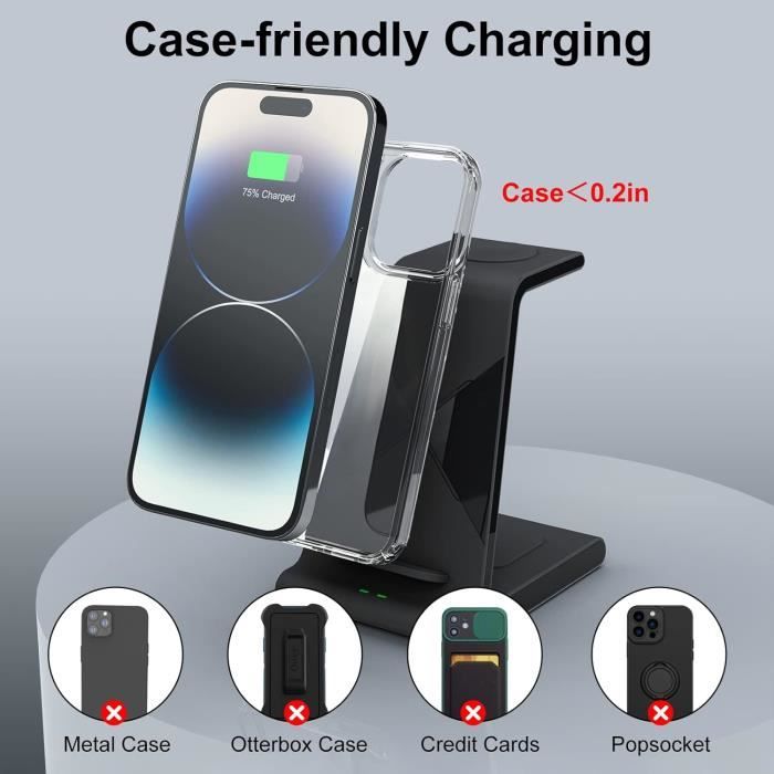 Chargeur Induction Iphone, 3 En 1 Chargeur Induction Station Pour ...