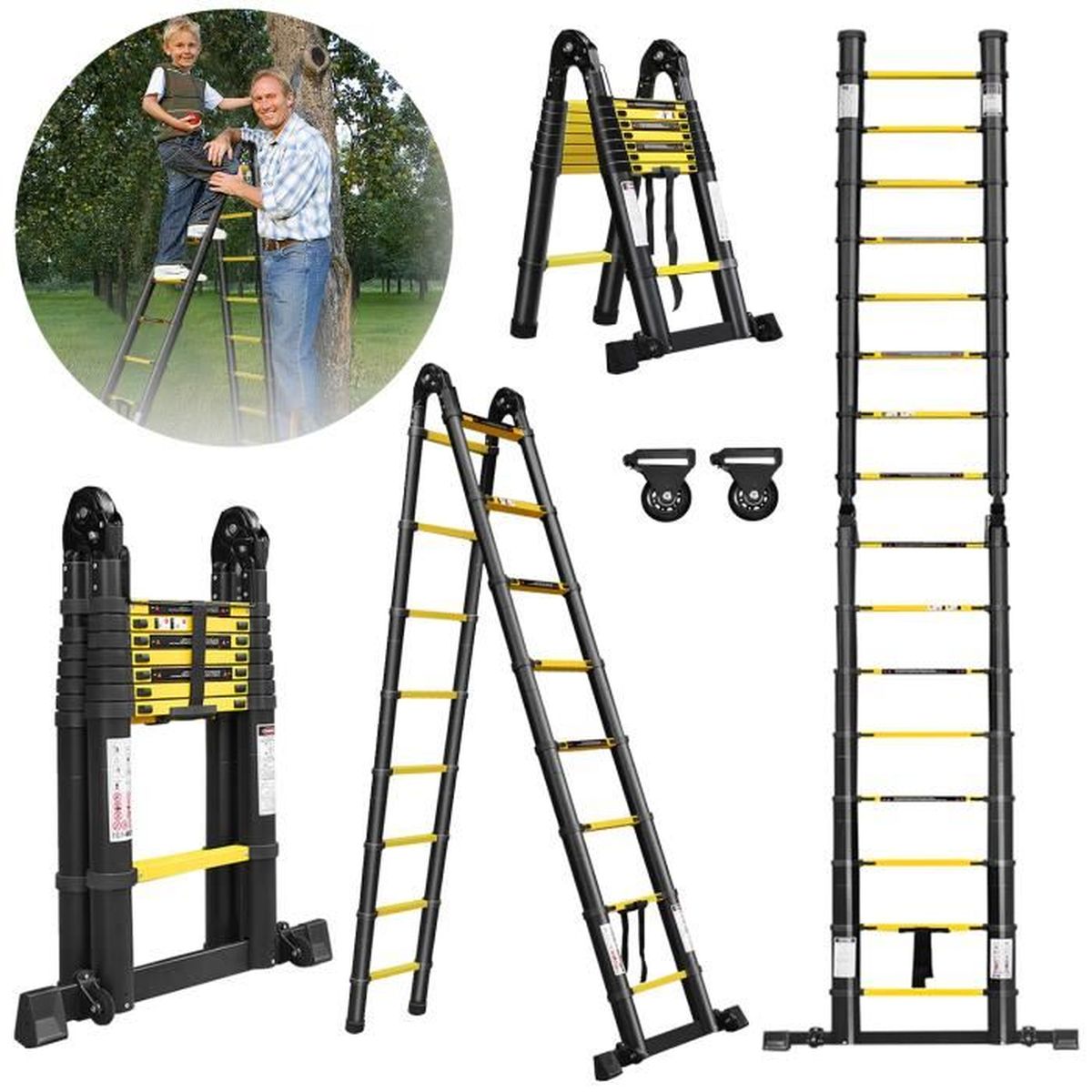 LZQ Echelle pliante Echelle simple Echelle télescopique Alu design télescopique Echelle multi ...