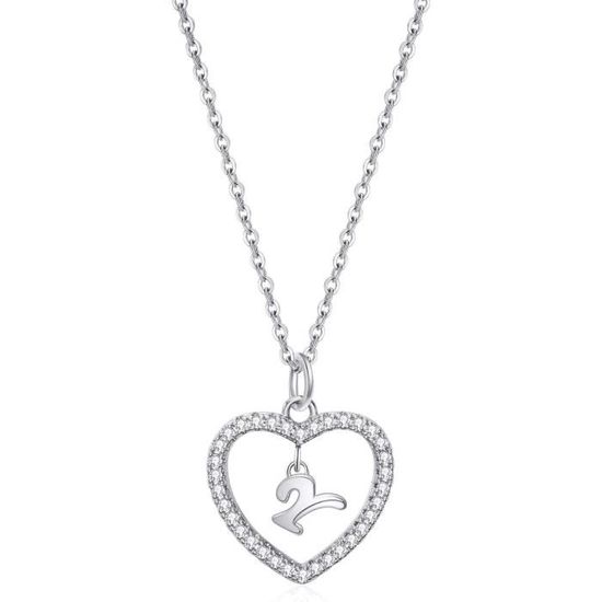 Collier Avec Initiale En Forme De Cœur Pour Femme - Collier En Argent ...