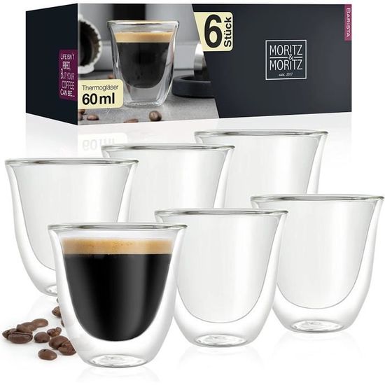 NXYX-Barista Napoli 6 x Verres à expresso double paroi 60 ml - Tasses à ...