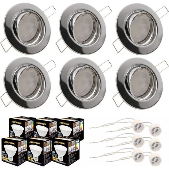 Lot De 6 Spots Led Encastrables Dimmable,Plafonniers Led 8W À Encastrer,700Lm,Orientables 40 ...