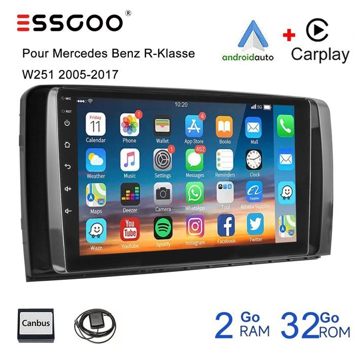 9 pouces Autoradio Android 15 2G+32Go pour Mercedes Benz R-Klasse W251 ...