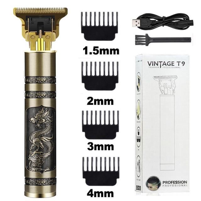 Dragon Tondeuse à barbe sans fil Vintage T9 0mm, rasoir professionnel, rasoir électrique pour ...