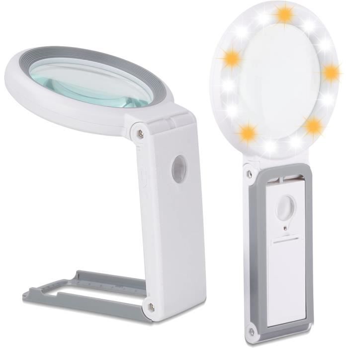 Loupe De Lecture, Loupe Eclairante À Main Sur Pied Avec 18 Led Lumière ...