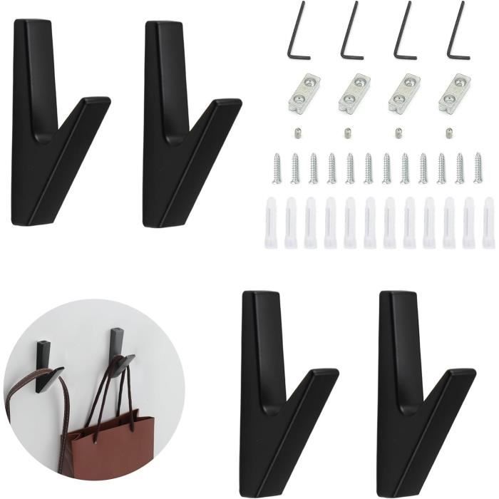 4 Pièces Crochet Mural Noir Metal Crochet Mural Noir Retro Moderne ...