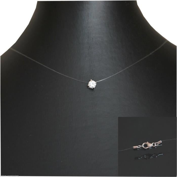 Collier - ZIRCONIUM - Fil Nylon Transparent - Diamètre 4 mm - Longueur ...