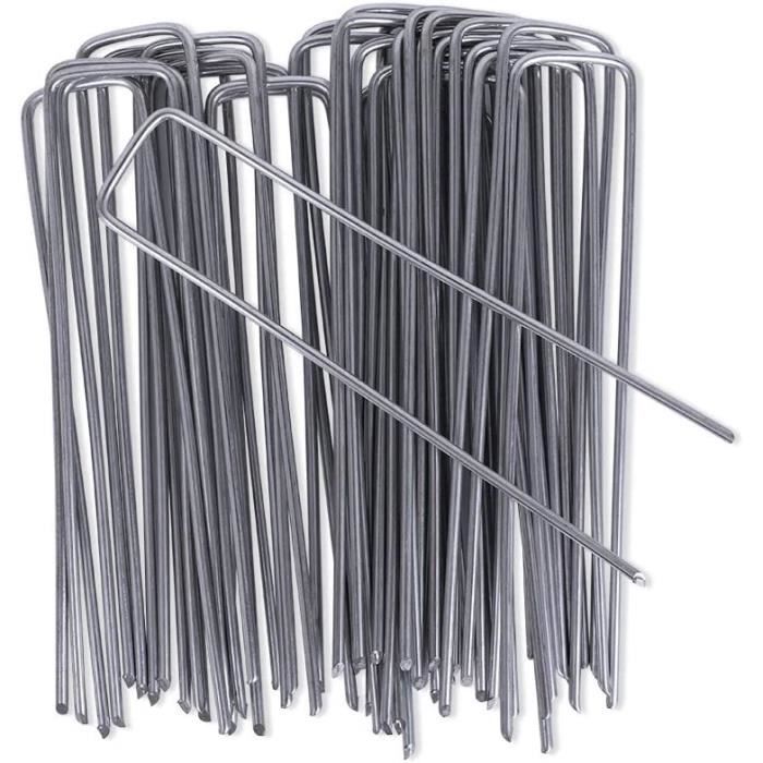 Lot de 100 Piquets de Jardin Agrafes Fixation Acier galvanisé Agraphe ...