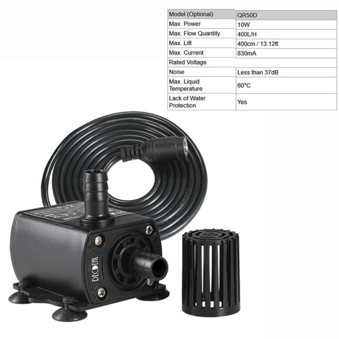 DC12V 10W Mini pompe à eau Submersible, Ultra silencieuse, sans balais ...