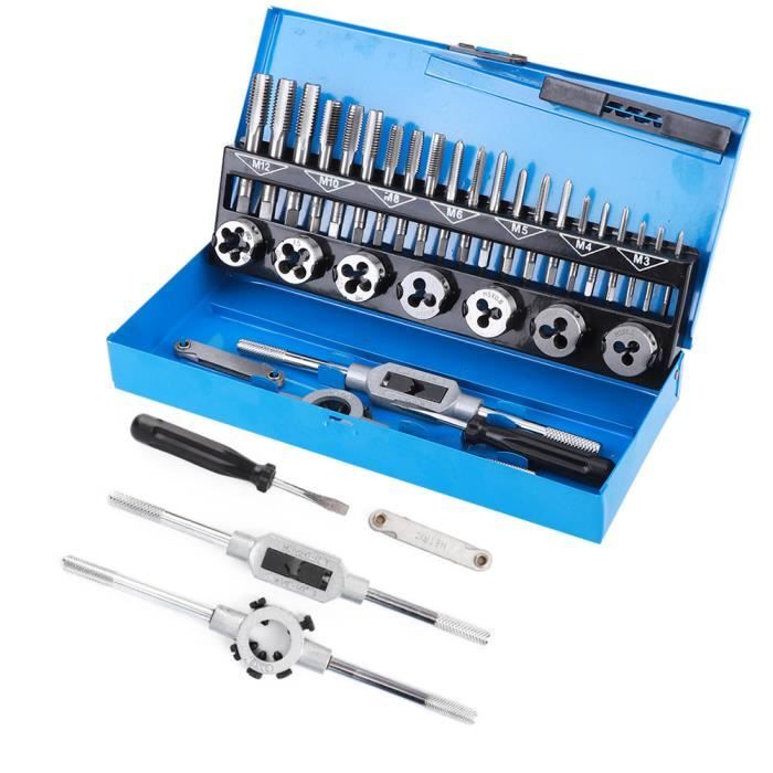 Ensemble de tarauds et matrices filetés, ensemble de filetage à roulement Kit de rechapage en ...