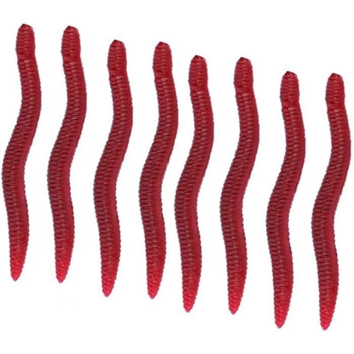 Leurre de Pêche, Ver Terre Artificiel, vers en Plastique Souple, Rouge ...