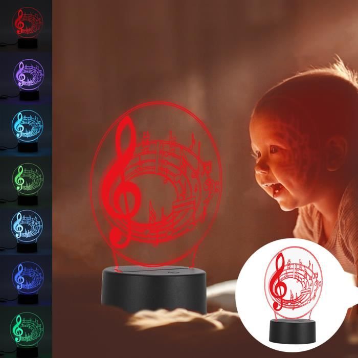 Lampe - DIOCHE - Lampe LED 3D Musical Note - Tactile - Multicolore ...