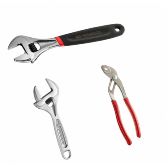 Jeu de 2 clés à molette + pince multiprise 170A Facom 113A.J217IM ...