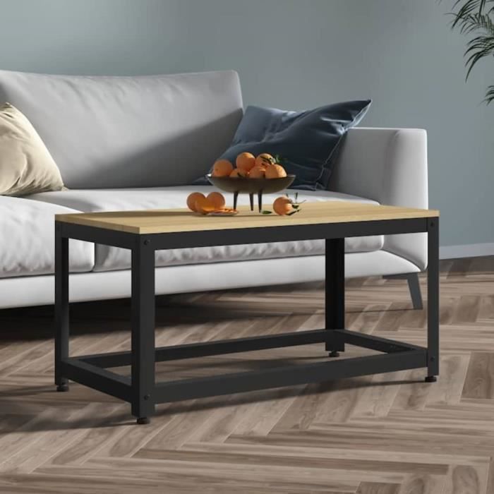 Lisa Table basse Marron clair et noir 90x45x45 cm MDF et fer 84399 ...