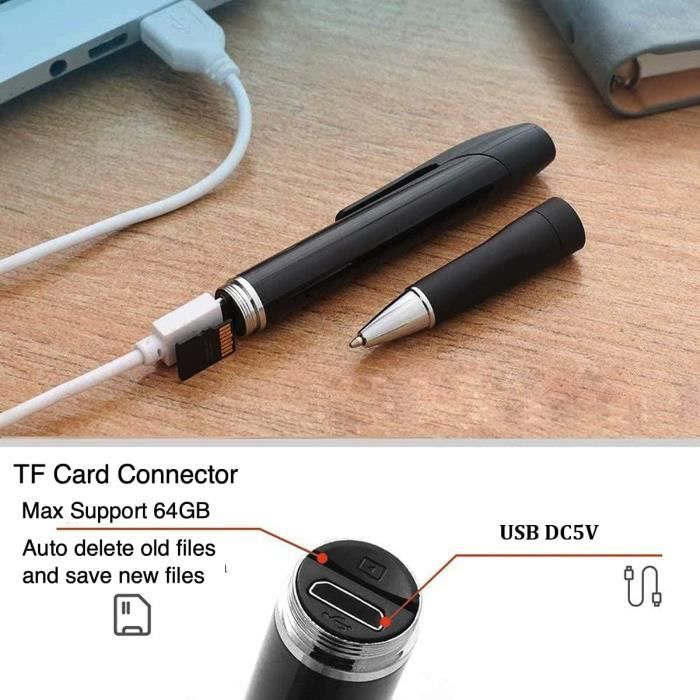 Caméra Espion Stylo - GENERIC - 1080P - Mini Caméra de Poche - Carte 32 ...