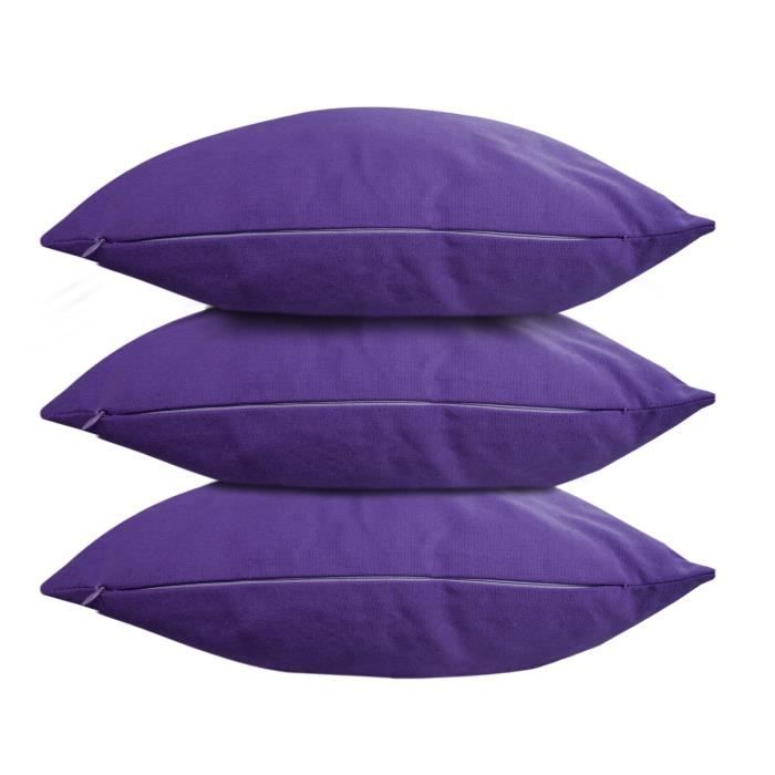 LOT 3 COUSSINS VIOLET 45 X 45 CM - Cdiscount Maison