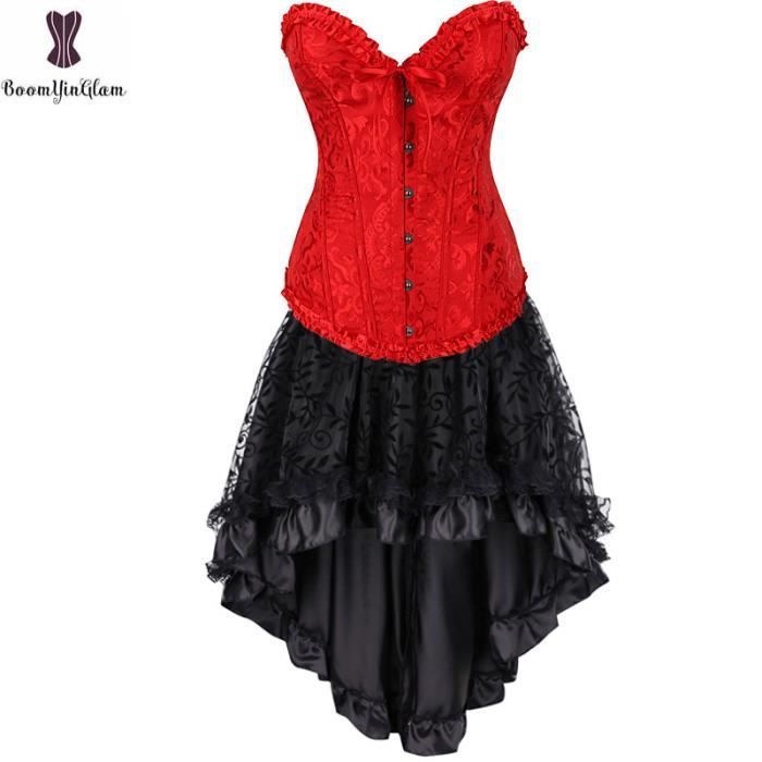 Robe corset trempée pour femme,haut bustier et jupe,cosplay rétro ...
