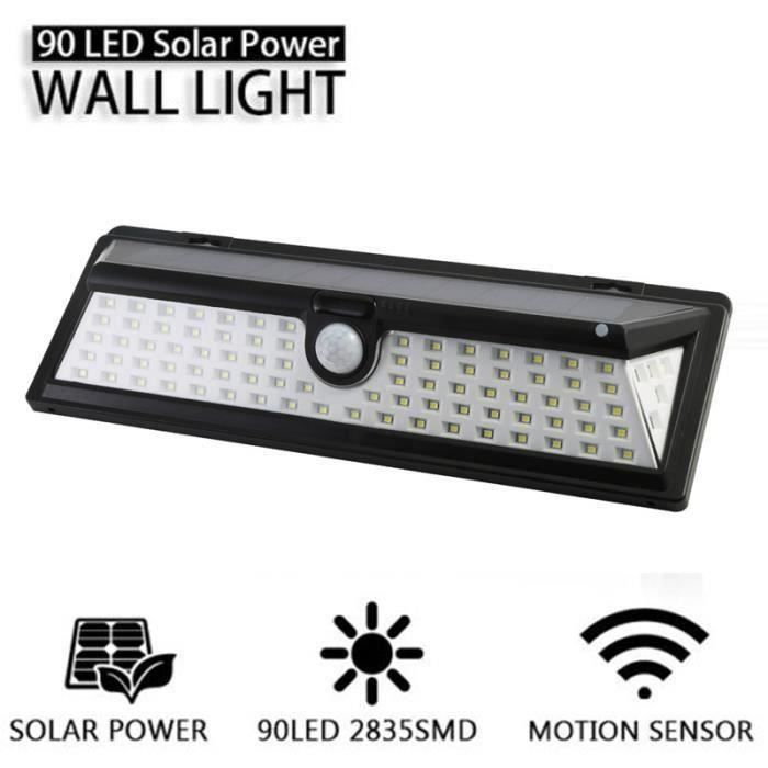 BUYFUN-BORLAI®1PC 90LED énergie solaire PIR capteur de mouvement applique murale extérieure ...