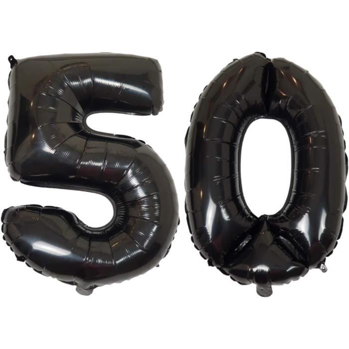 Ballon 50 Ans Noir Xl - Ballon Anniversaire 50 Ans Decoration, Ballon ...