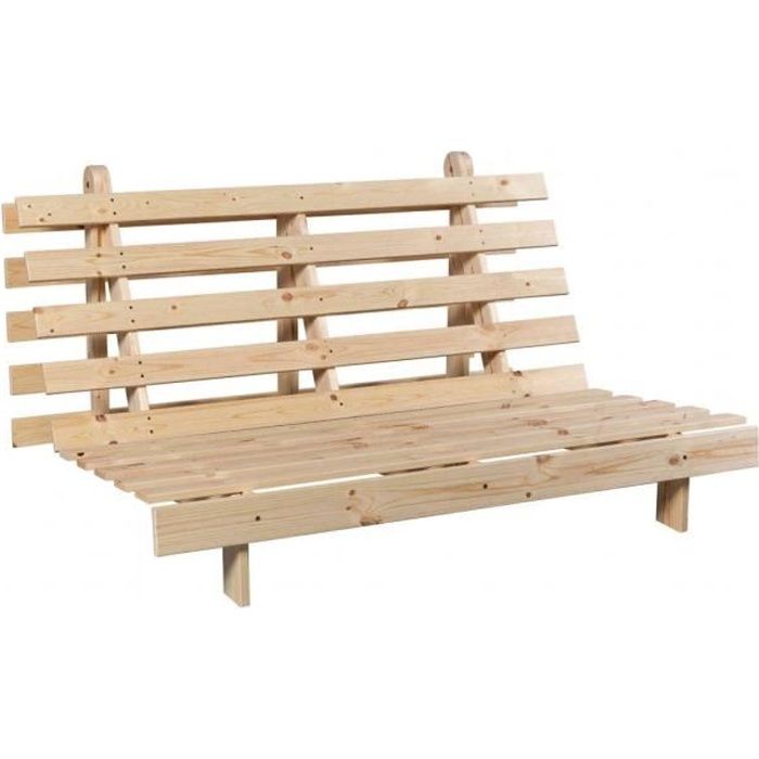 Structure futon bois naturel 140x200 - Cdiscount Maison