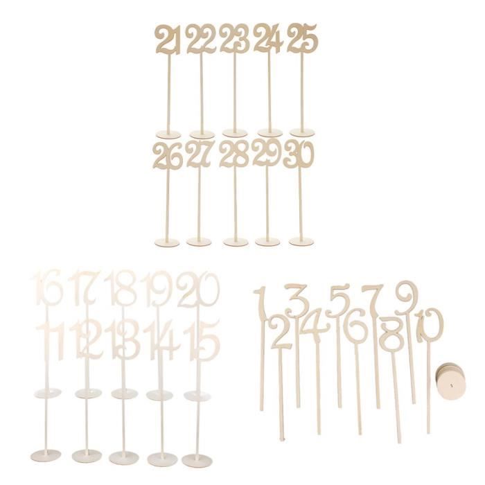 30 Pièces En Bois 1-30 Signes de Numéro de Table Décoration de Fête de ...