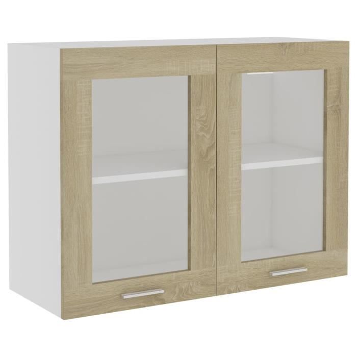 Armoire en verre suspendue Chêne sonoma 80x31x60 cm Aggloméré 802532 ...