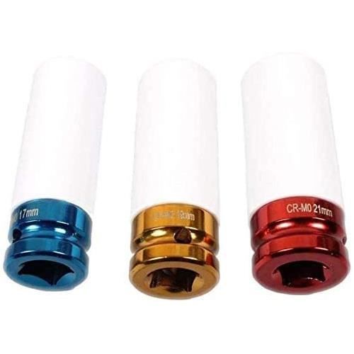 Jeu de 3 douilles pour clés à chocs de 1/2 pouce avec manchons de protection Douilles en acier ...