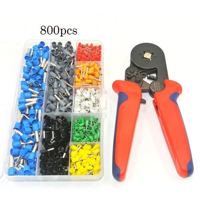COSSE ELECTRIQUE,Plier and 800pcs--Kit de connecteur de Terminal tubulaire à sertir électrique ...