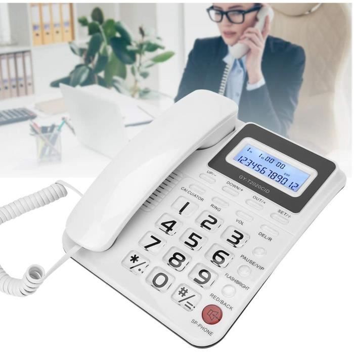 ABS GY-T2020CID Téléphone Filaire Téléphone Fixe pour Les Séniors avec Affichage ID de l ...