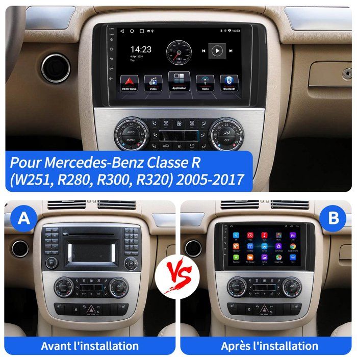9 pouces Autoradio Android 15 2G+32Go pour Mercedes Benz R-Klasse W251 ...