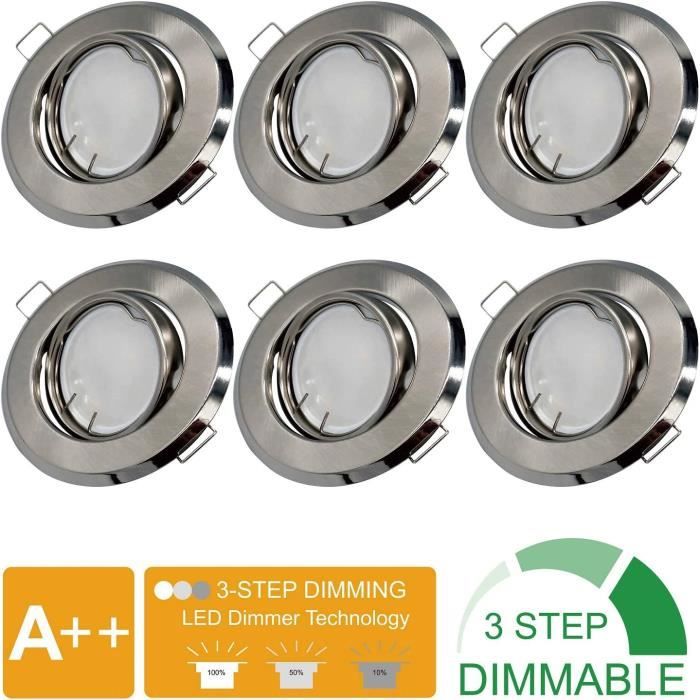 Lot De 6 Spots Led Encastrables Dimmable Plafonniers Led 8w À Encastrer