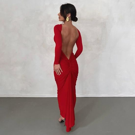 Robe sexy femmes - FRIMGE - Rouge - Dos nu - Maxi Rouge - Cdiscount Prêt-à-Porter